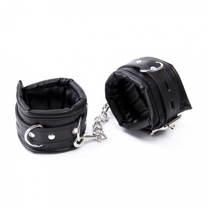 Leather Padded Hands Cuffs and Ankle Cuffs Neck Collar Leash For Couple ...